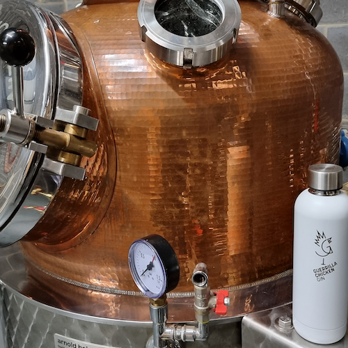 Guerrilla Chicken Upriser. Gin in reusable bottles